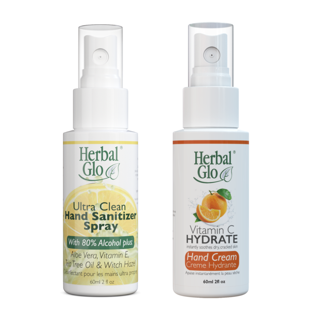 Ultra Clean Hand Sanitizer PLUS Hand Cream Combo Pack - 60 ML - Herbal Glo